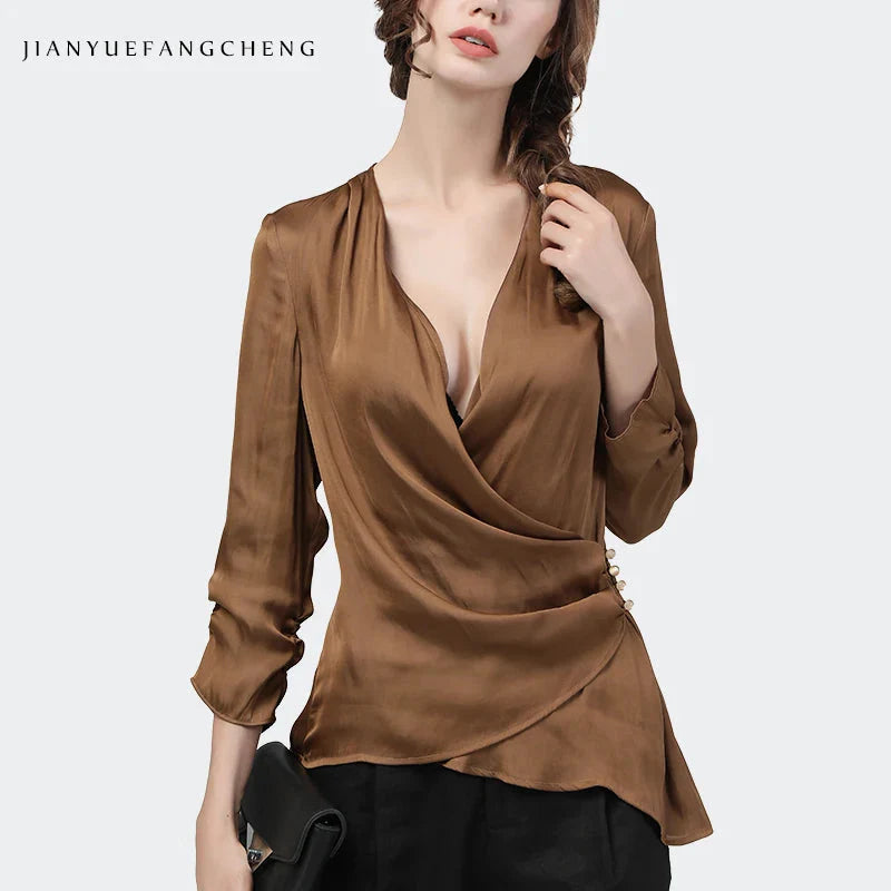 bronze satin blouse | Maison Satin Paris | MaisonSatinParis