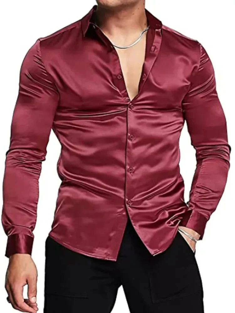 chemise rouge satin homme | Maison Satin Paris